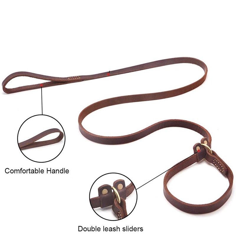 Benepaw Heavy Duty Slip Dog Leash Leather Adjustable Stitched Pet ...