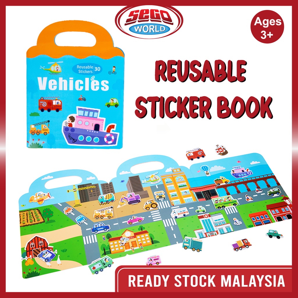 Reusable Children Sticker Book Kids Fun Learning Educational Multiple ...