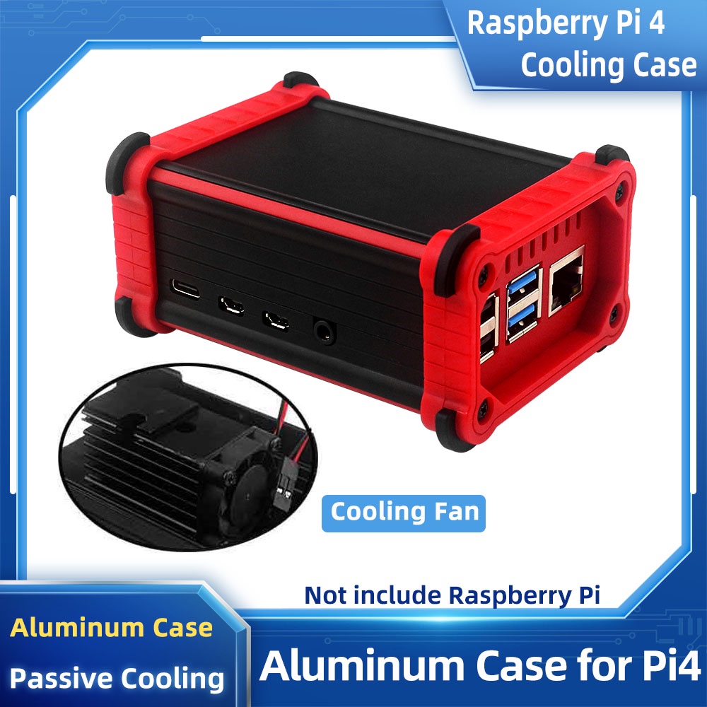 Raspberry Pi 4 Aluminum Case Passive & Active with Cooling Fan ...