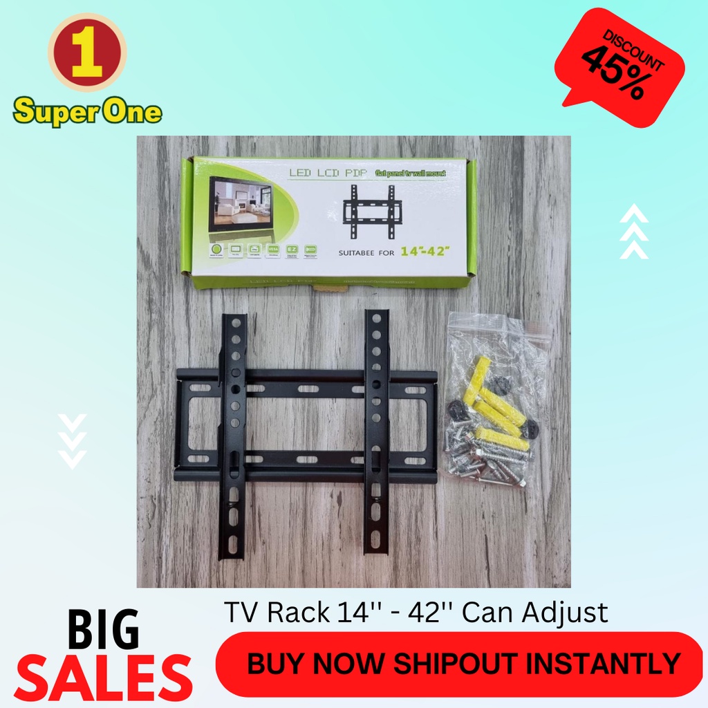 Universal Adjustable Fix TV Bracket Set LED LCD Plasma Wall Mounted ...