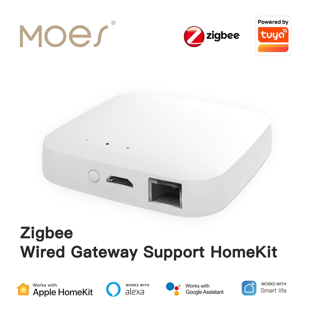 MOES Smart Zigbee Hub Work With Homekit Wired Gateway Remote Control Smart Home Bridge Voice ...