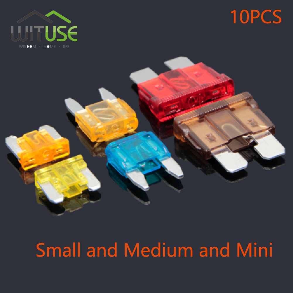 10PCS Car Fuse Insert Kit Small and Medium Mini 5A 7.5A 10A 15A 20A 30A ...