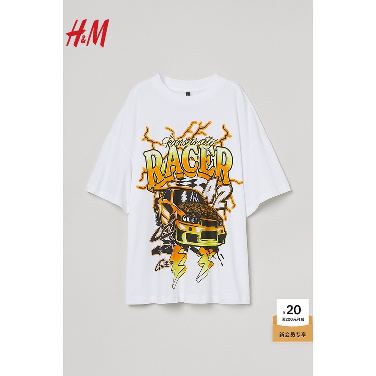 HM women's T-shirt summer cotton print soft casual American high street ...