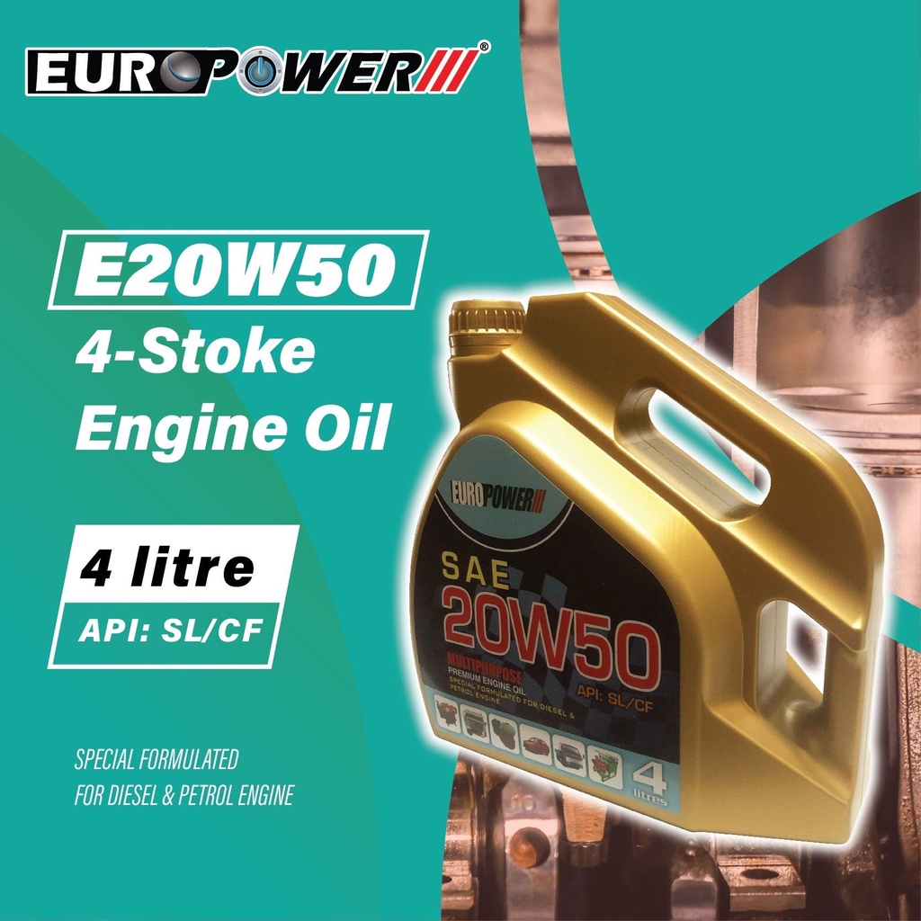 Europower 4-L SAE 20W50 Multi-Purpose Premium Engine Oil | Shopee Malaysia
