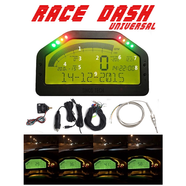 1 Set Car Race Dash Digital LCD Display Gauge Meter Full Sensor Set ...