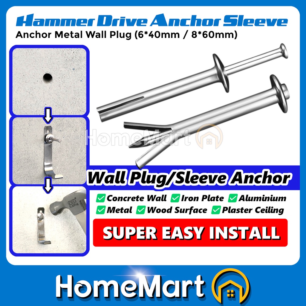 Zinc Alloy Hammer Drive Anchor / Paku Aluminium Sleeve Anchor Metal ...