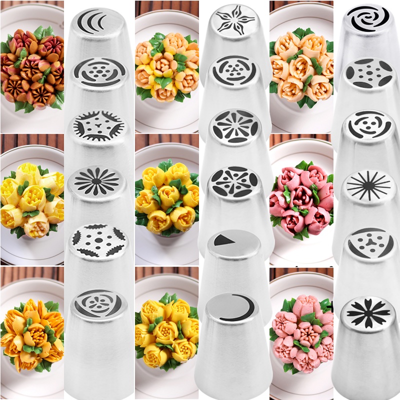 9Pcs/Set Stainless Steel Russian Tulip Icing Piping Tip Nozzles Pastry ...