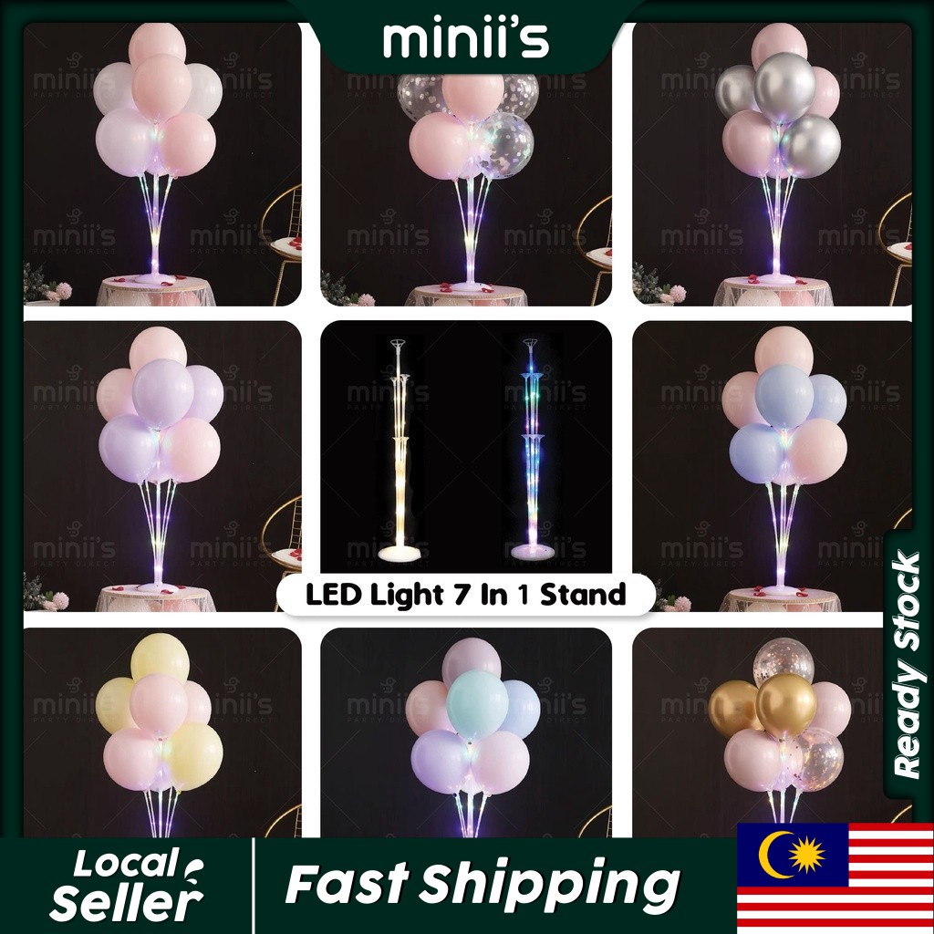 Miniis LED Light 7 In 1 Balloon Stand Colourful Warm White For Birthday ...
