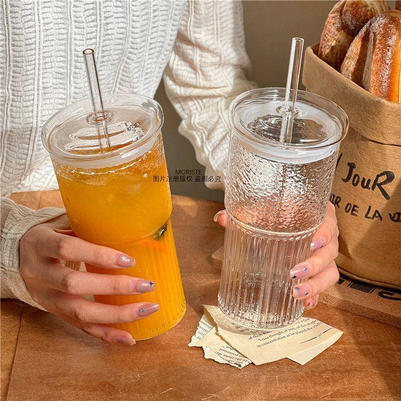 INS Wind Glass Cup High Capacity Water Cup Summer with Straw and Lid ...
