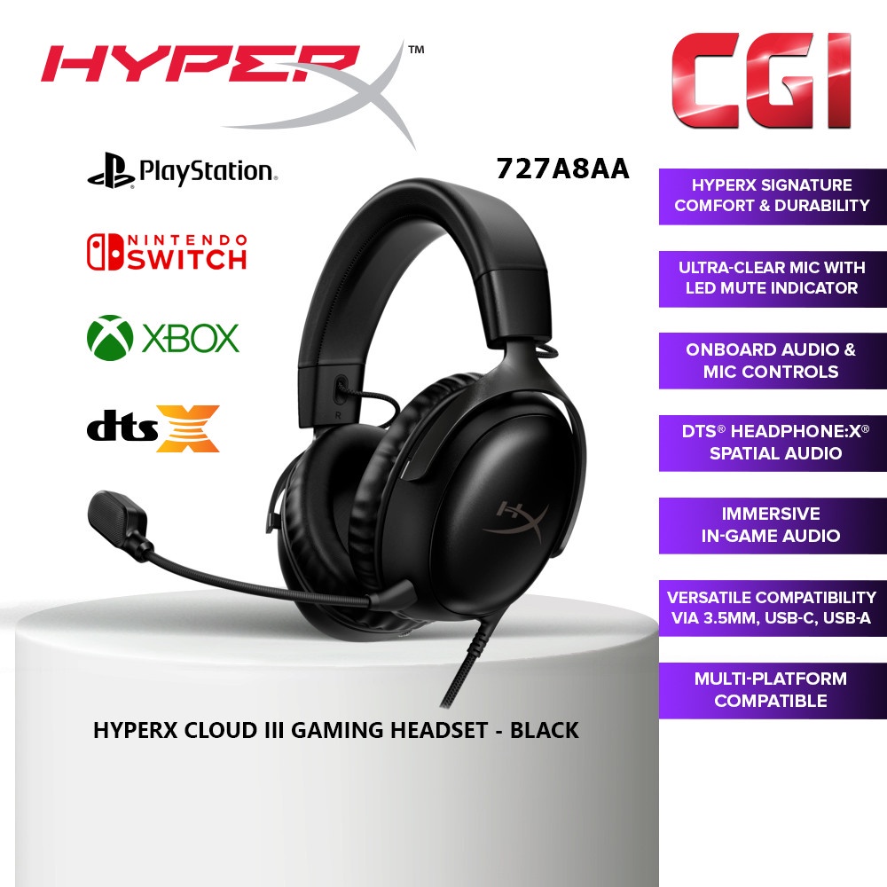 HyperX Cloud III DTS X-Spatial Audio Wired Gaming Headset Black 727A8AA | Shopee Malaysia