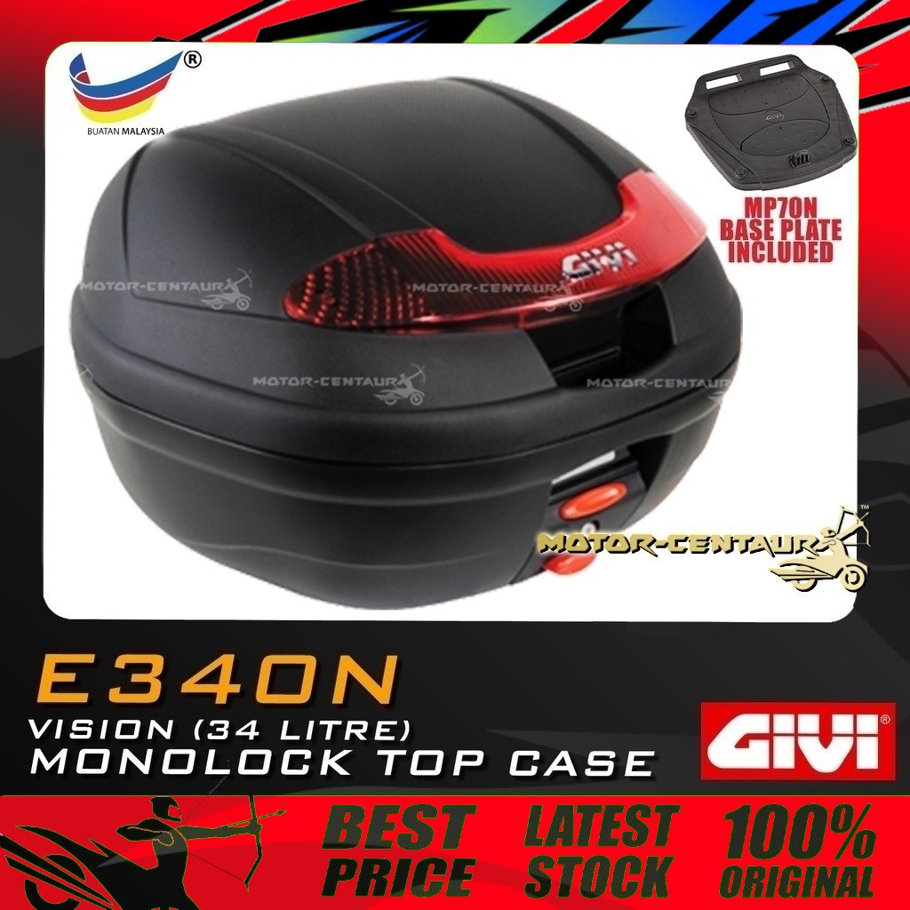 KOTAK/BOX GIVI MONOLOCK TOP CASE VISION E340 E340N [BASE PLATE INCLUDED] | Shopee Malaysia