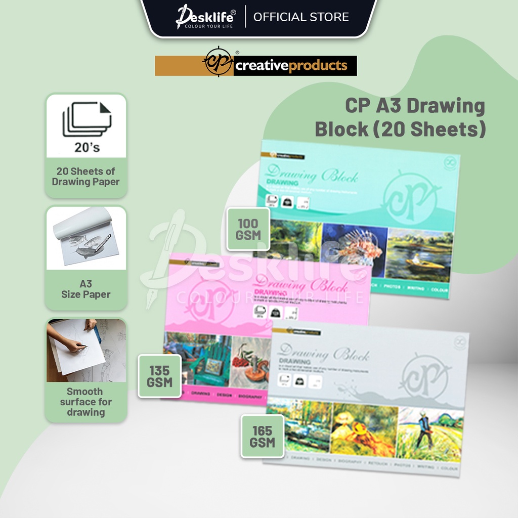 Desklife CP B4 Art Drawing Block 20 Sheets 100gsm 135 165-(1s/PCS ...