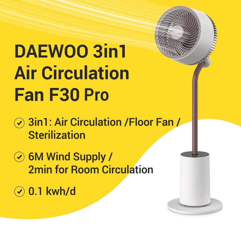 DAEWOO F30 Pro 3in1 Air Circulation Fan Kipas Berdiri Kipas Meja Stand ...