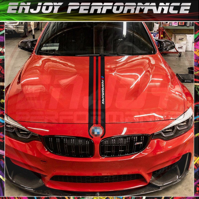 Car Hood Bonnet Sticker Decals Performance Stripes For-BMW M3 M5 M6 E90 ...
