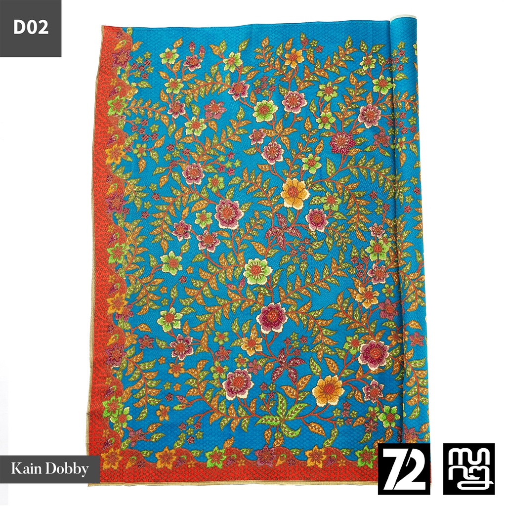 HITAM Premium BATIK FABRIC Dobby Material Flower Motif Black Orange ...