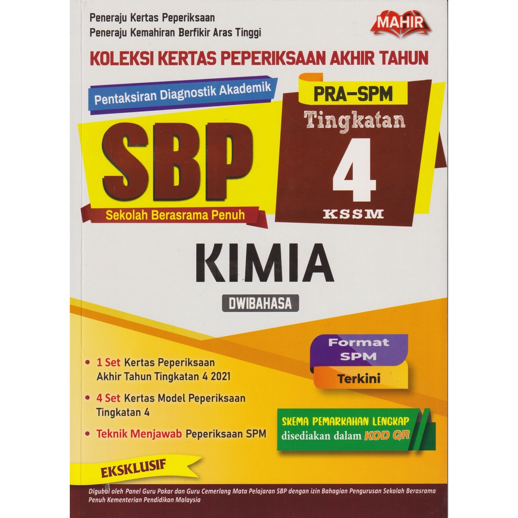 KOLEKSI KERTAS PEPERIKSAAN AKHIR TAHUN SBP KIMIA TINGKATAN 4 KSSM | Shopee Malaysia