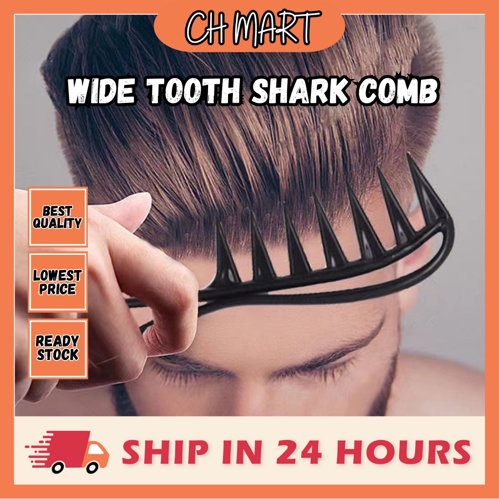 Women&Men Wide Tooth Shark Comb Big teeth Detangle Unisex Salon Comb ...