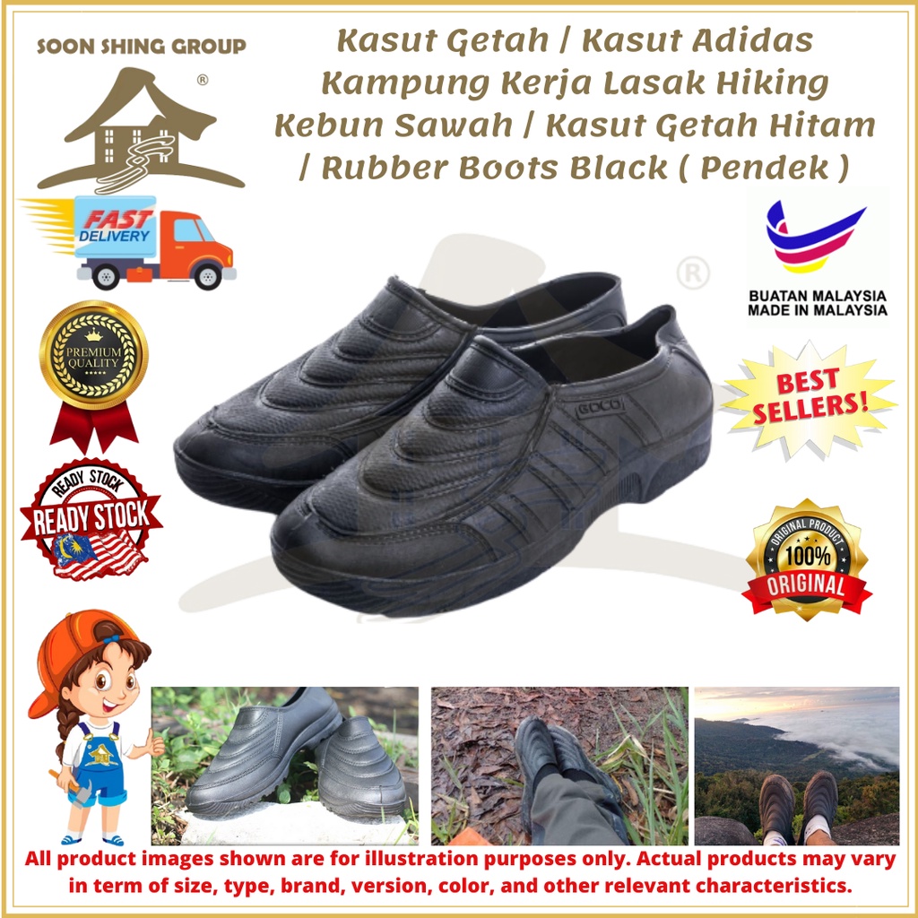 Kasut Getah / Non-Slip Waterprofing PVC Rubber Safety Shoes / Kasut ...