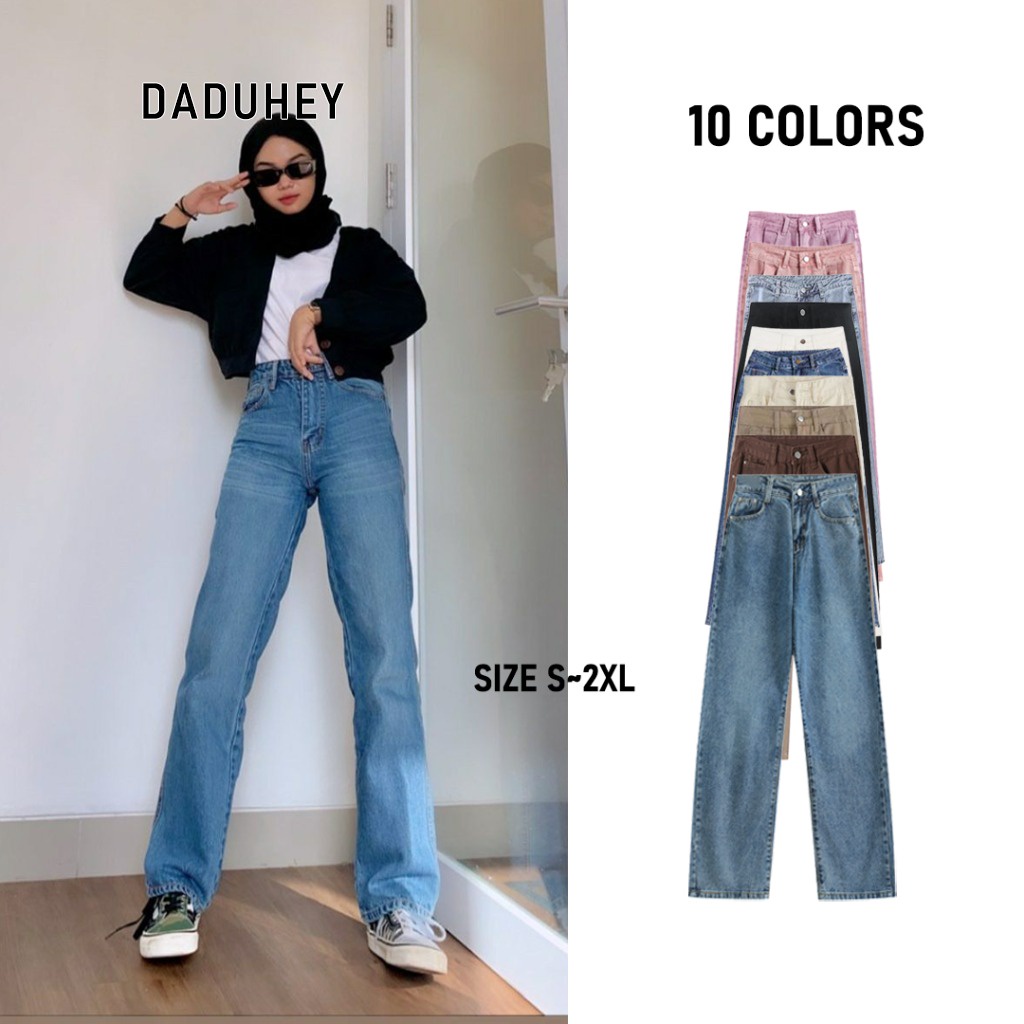 Daduhey Women Muslim Style Retro Loose Straight Jeans Slimming Fashion ...
