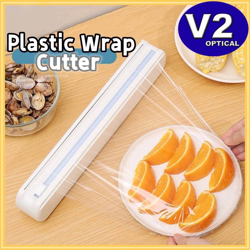 Plastic Wrap Dispenser with Slide Cutter Fixing Food Wrap Suction Cup ...