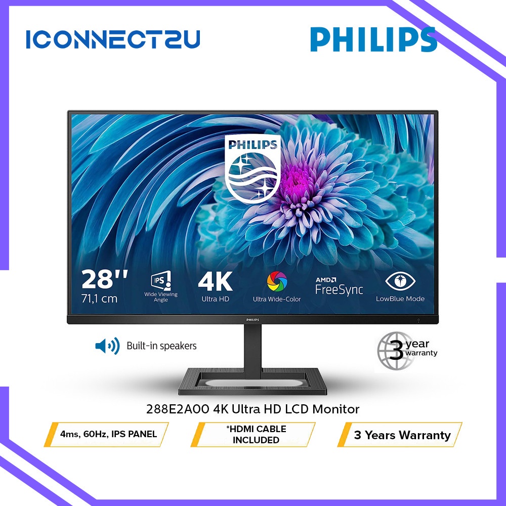 Philips 28" 288E2A IPS 4K UHD 60Hz 4ms Freesync Ultra Wide Color ...