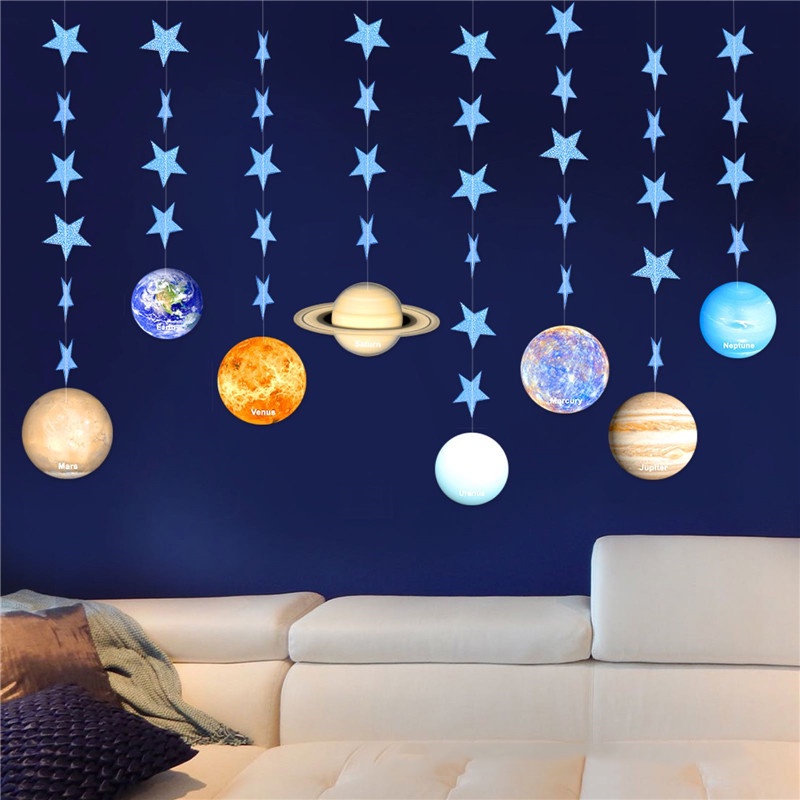 8pc Outer Space Theme Solar System Hanging Swirls Planet Swirls Cosmos ...