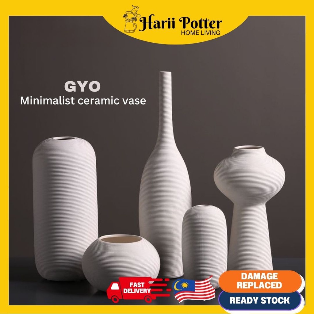 Aesthetic Ceramic Vase Modern Nordic Flower White Vase Decoration Pasu ...