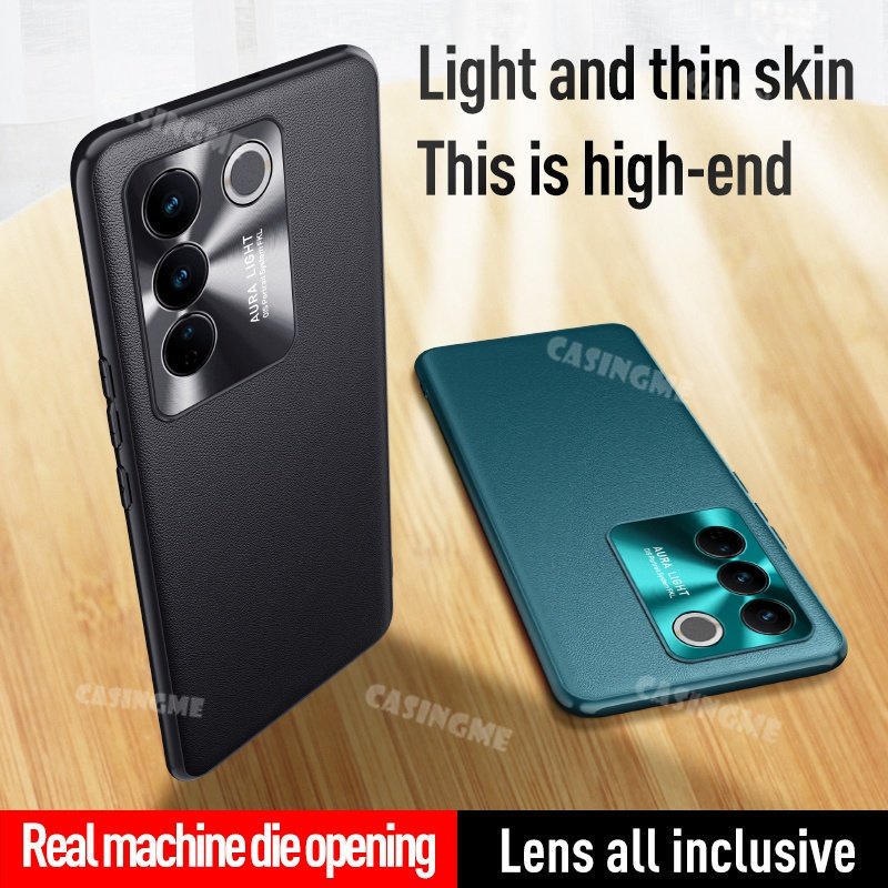 Luxury Plain Skin Leather Casing For Vivo V27E V27 E Pro V27PRO 4G 5G ...