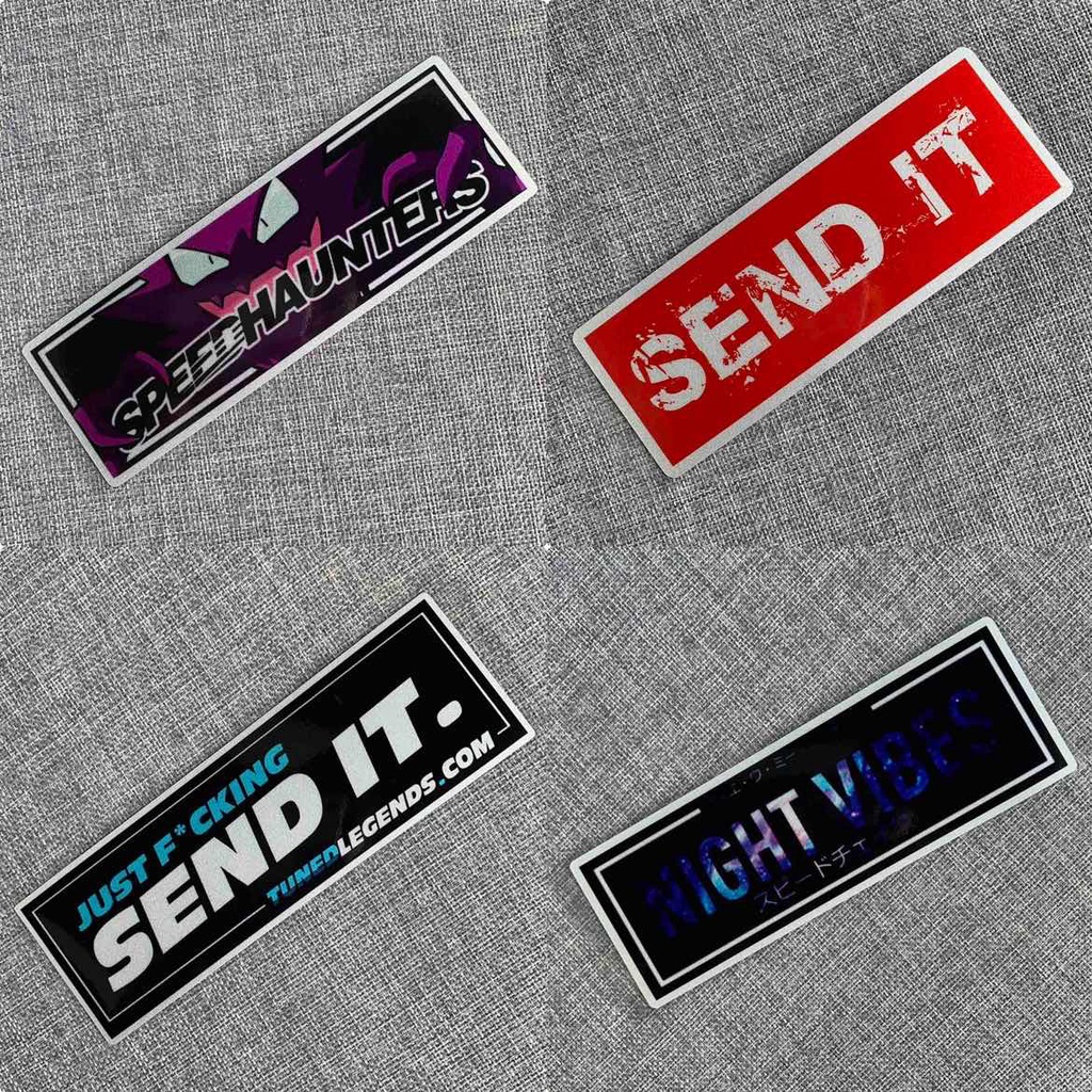 1 Pcs JDM Motorcycle Reflective Sticker SEND NUDES SHUT UP Logo Pattern ...