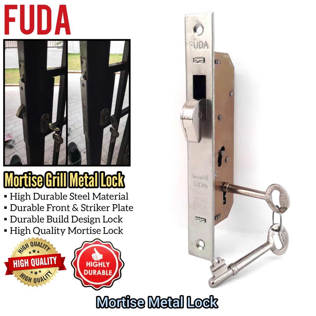 FUDA Mortise Lock For Metal Steel Grill Door Hardware Lock House Home ...