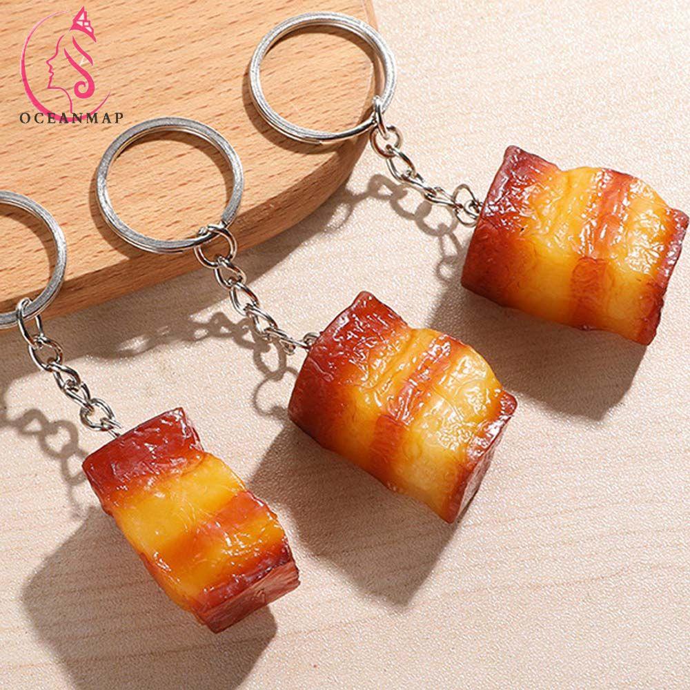 OCEANMAP Simulation Food Keychains Cute Creative Pork Belly Chicken ...