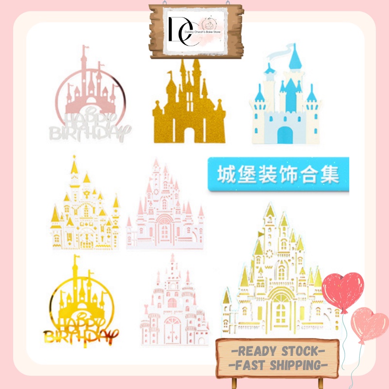 Paper/Acrylic Castle Cake Topper Cake Decoration Princess Castle Cake ...