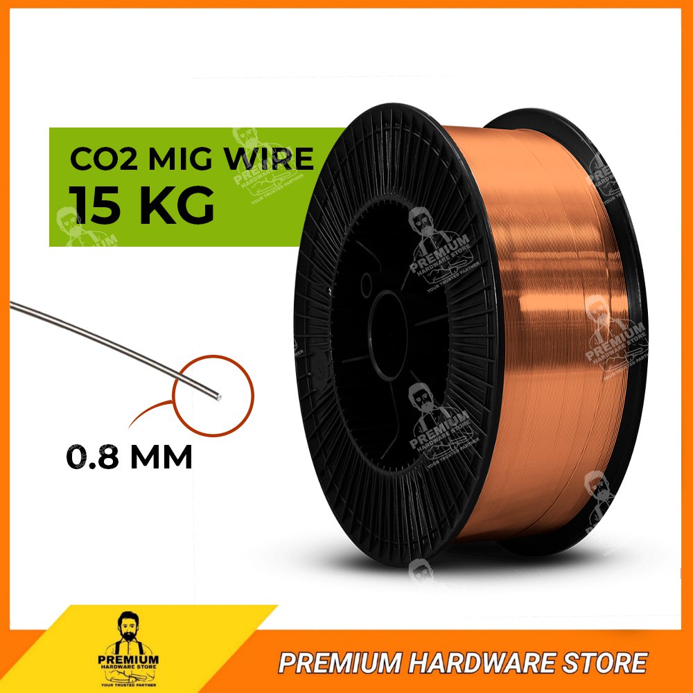 PREMIUM CO2 MIG Wire 0.8MM (15KG) ER70S-6 Solid MIG Welding Machine Wire Ubat Wayar Benang ...