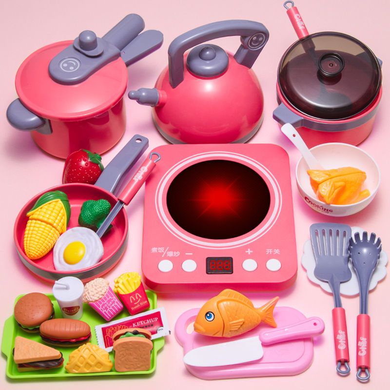 dapur mainan masak Children's Play House Kitchen Toy Set Girl Cooking ...