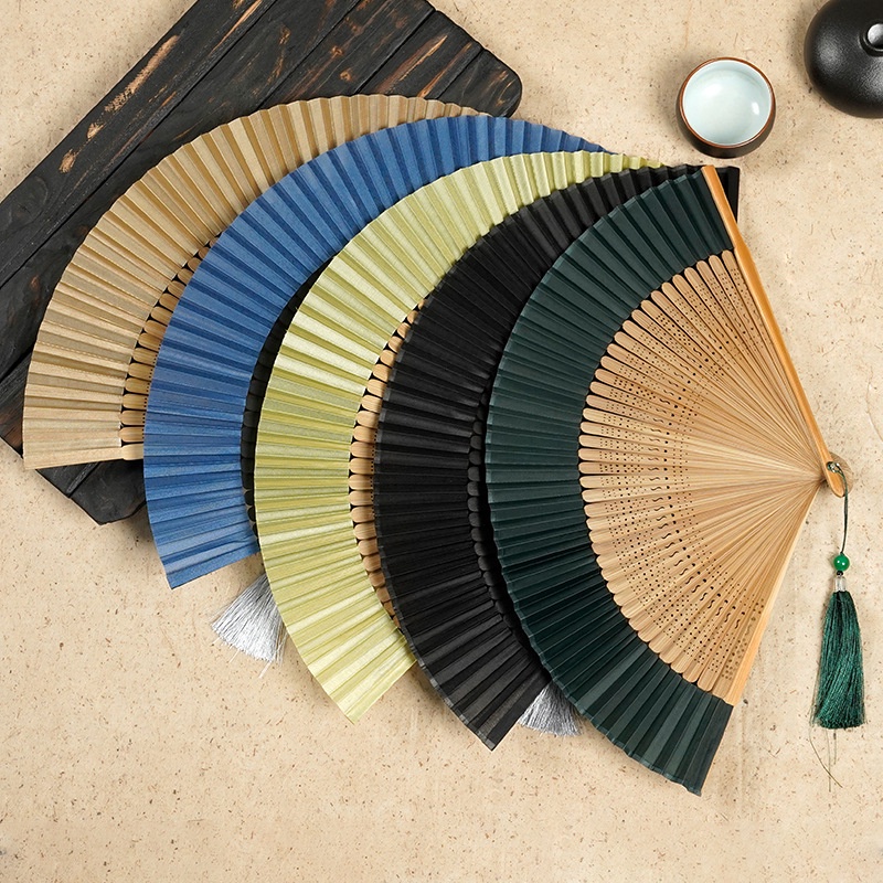 Head Green Fan Bone Bamboo Hollow Silk Antique Folding Ladies View Area ...