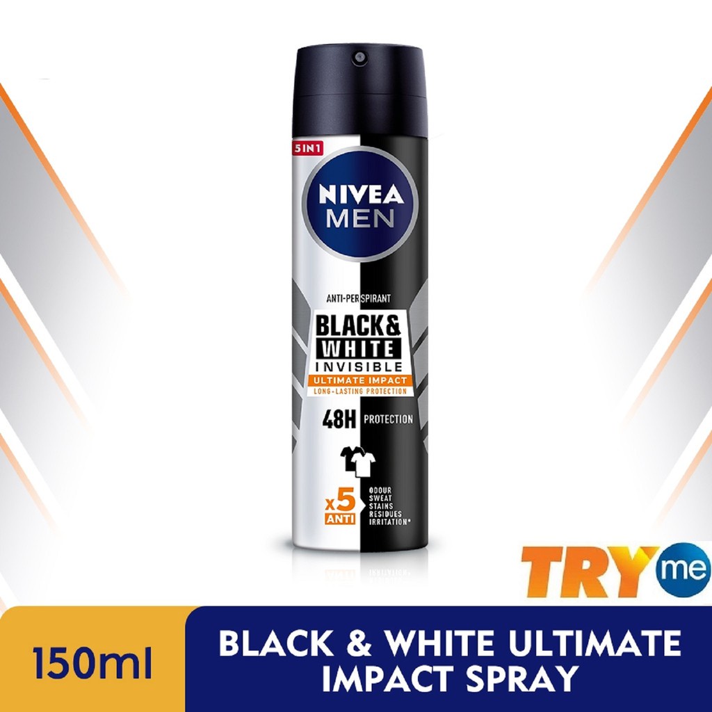 Nivea Deo Spray Men Black & White Invisible Ultimate Impact (150ml ...