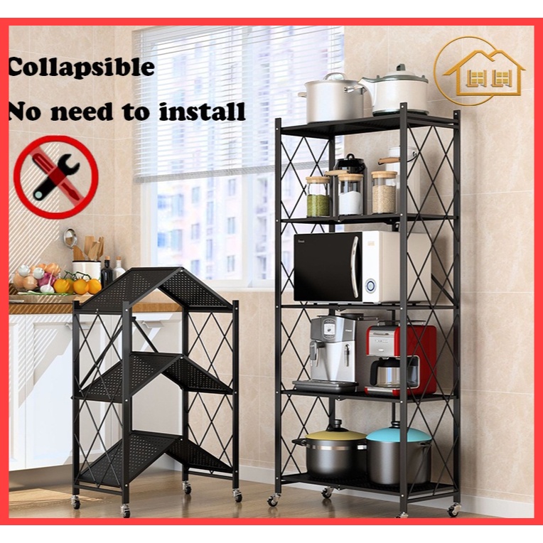 Rak Dapur 5 Tingkat 5 Layers Foldable Movable Shelves Kitchen shelves ...