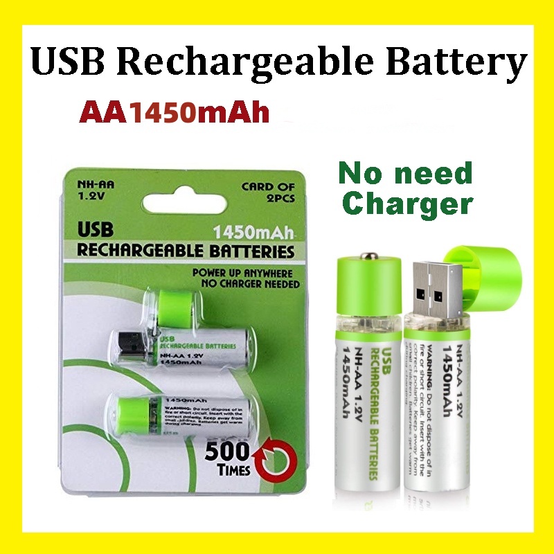 AA Size USB Rechargeable Battery 1.2V 1450mAH Li-ion Lithium Bateri Up ...
