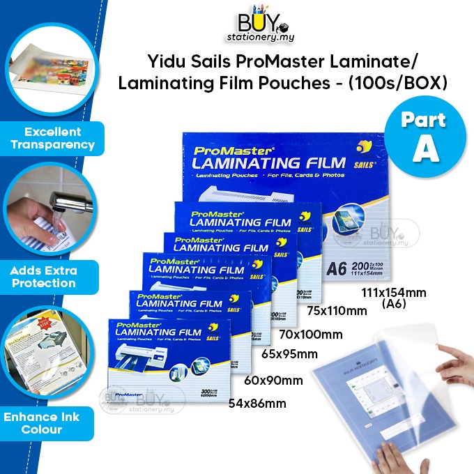 【Part A】 ProMaster Small Size 100pcs Laminate Film Laminating Pouche ...