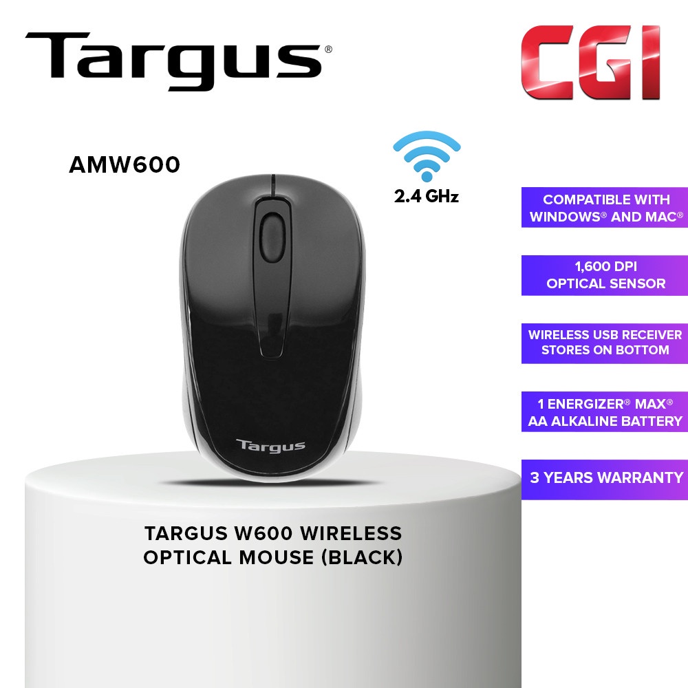 Targus W600 Wireless Optical Mouse - Black (AMW600) | Shopee Malaysia