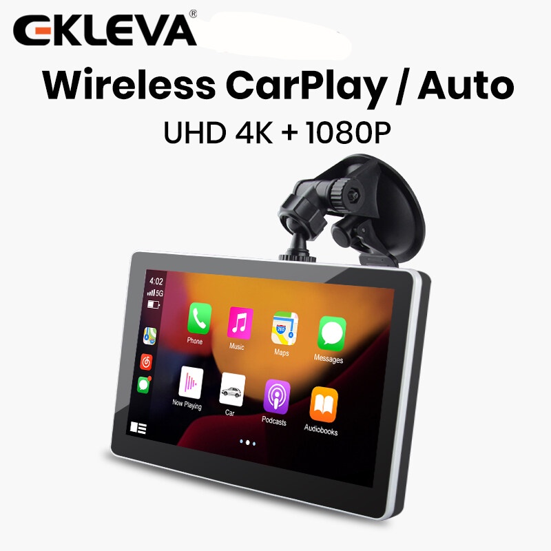 EKLEVA 7" Dash Cam Rearview Camera Carplay Android Auto 4K DVR GPS ...