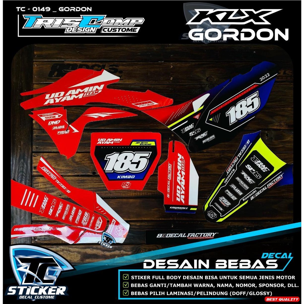 Tc0149 - Decal KLX Gordon List Sticker Striping Full Body Design Free ...