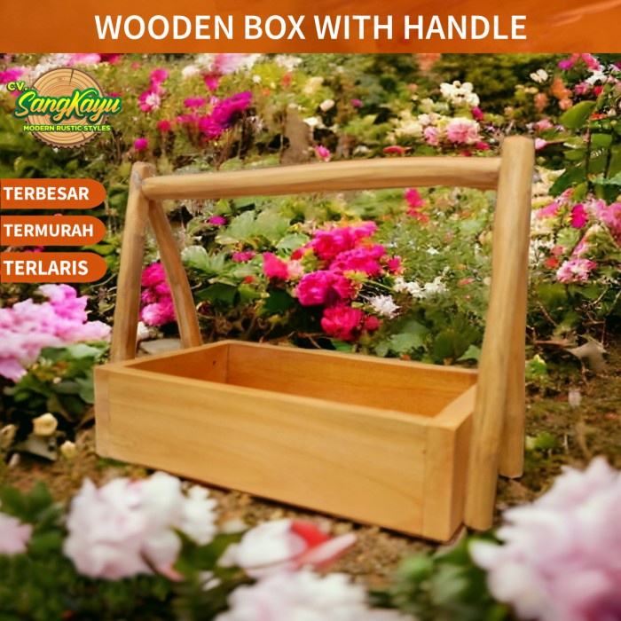 KAYU Sangkayu Rustic Wooden Box With Handle Wooden Tray Multi-Purpose ...