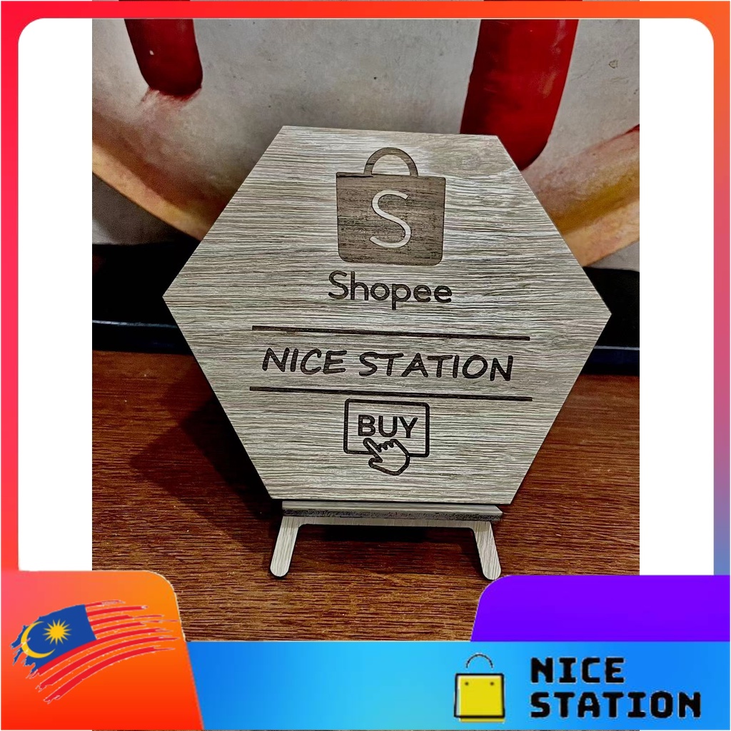 Engraved Wood QR Code Business with TNG QR Code and Maybank QR Code ...