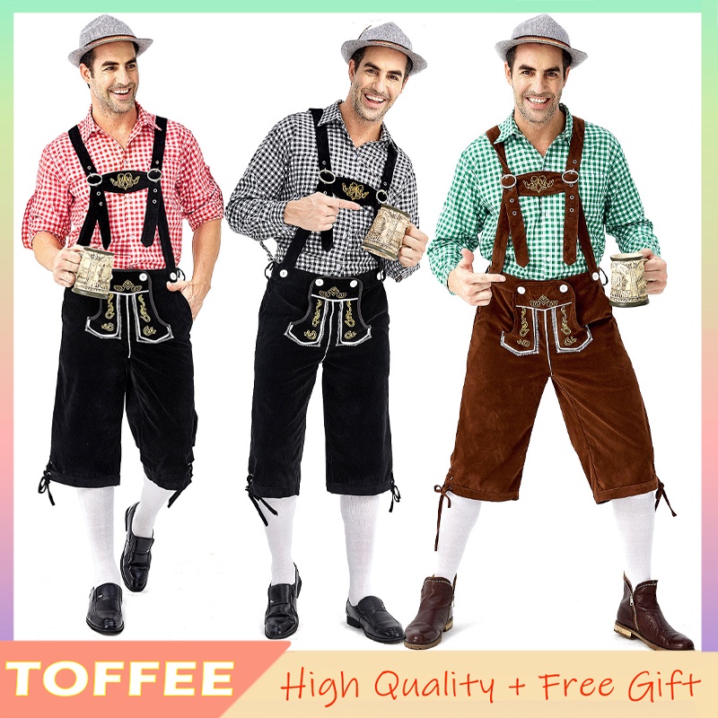 The Munich Oktoberfest German Traditional Costume For Men Plaid Shirt ...
