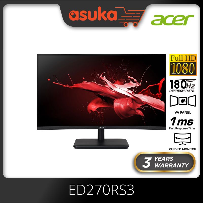 Acer ED270RS3 27" Curved VA 180Hz 1ms FHD Gaming Monitor | Shopee Malaysia