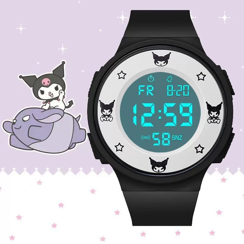 Sanrio Kuromi LED Light Watch for Kids Girls Silicone Strap Round ...