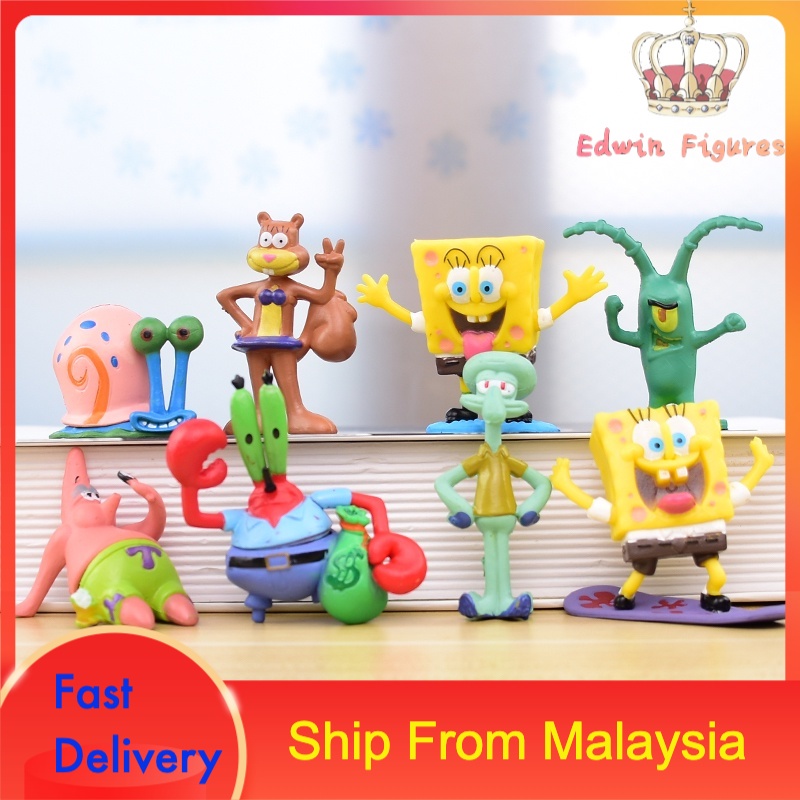 8Pcs/Set Cartoon SpongeBob SquarePants Bob Crab Boss Patrick Star PVC ...