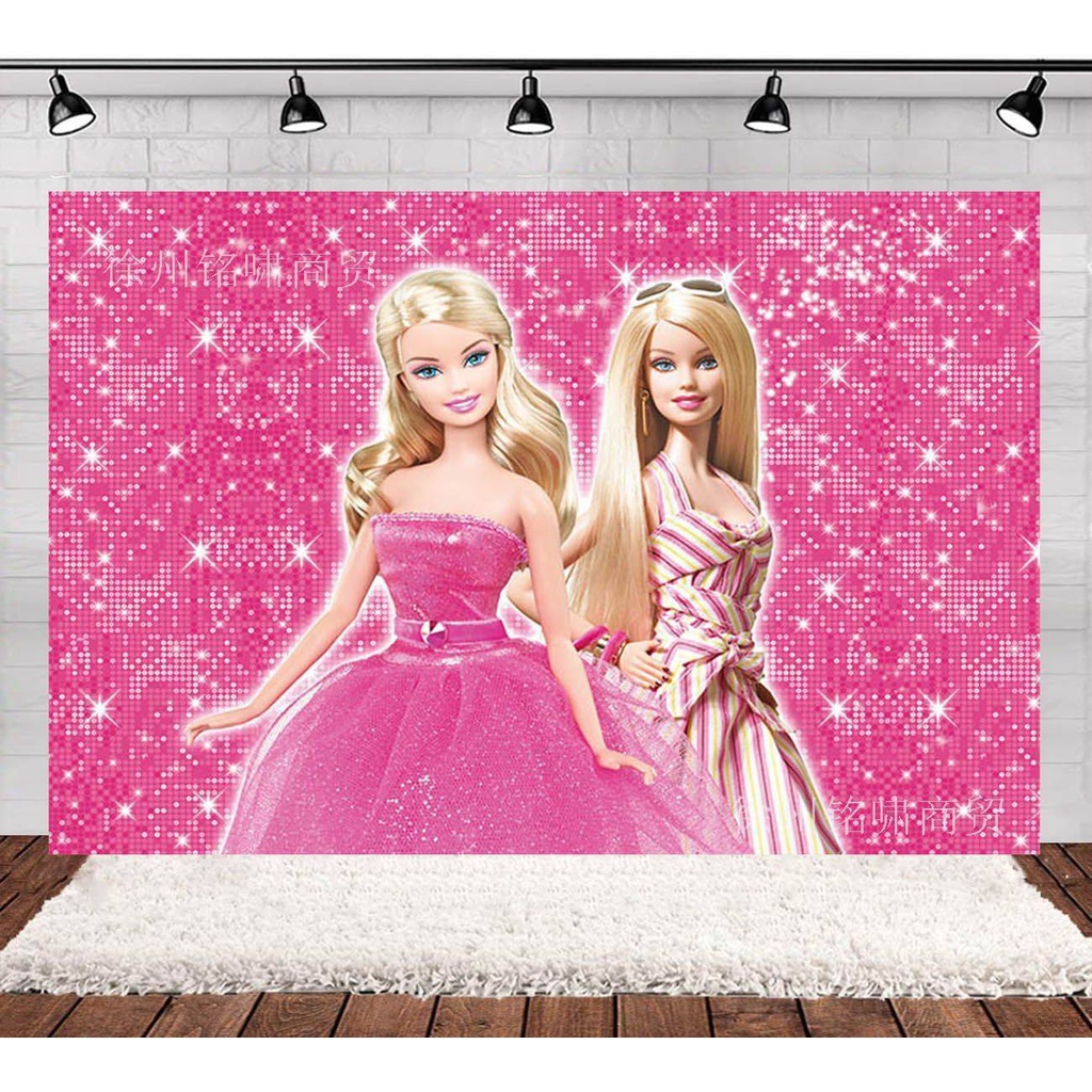 Eul Barbie Princess pink Birthday theme backdrop banner party ...