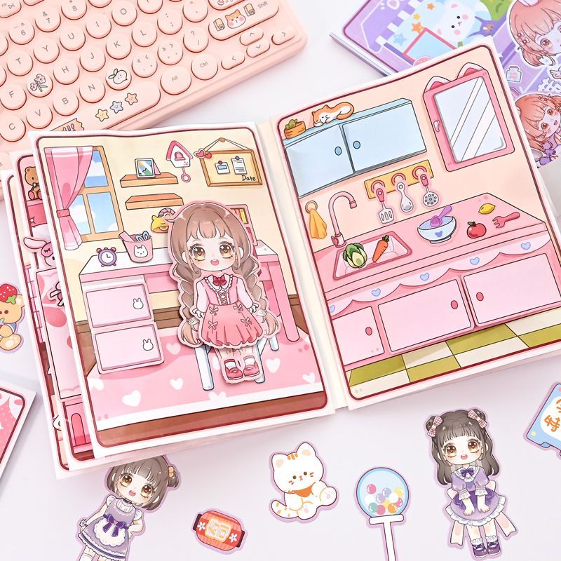 Quiet Book Full Set No-Cut Full Small Full Paper Doll Dress Up Children ...